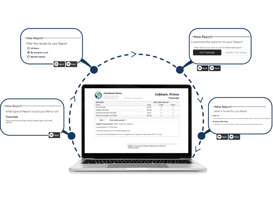 Create Academic Transcripts with ClassReach | Printable